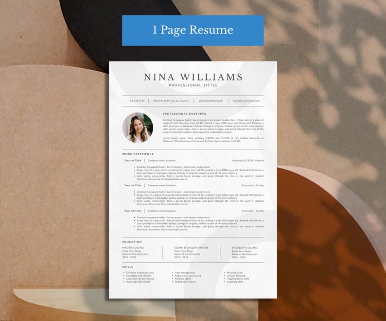 Resume Template Vol 1 | With Photo | Cv Template Canva | Cv Word ...