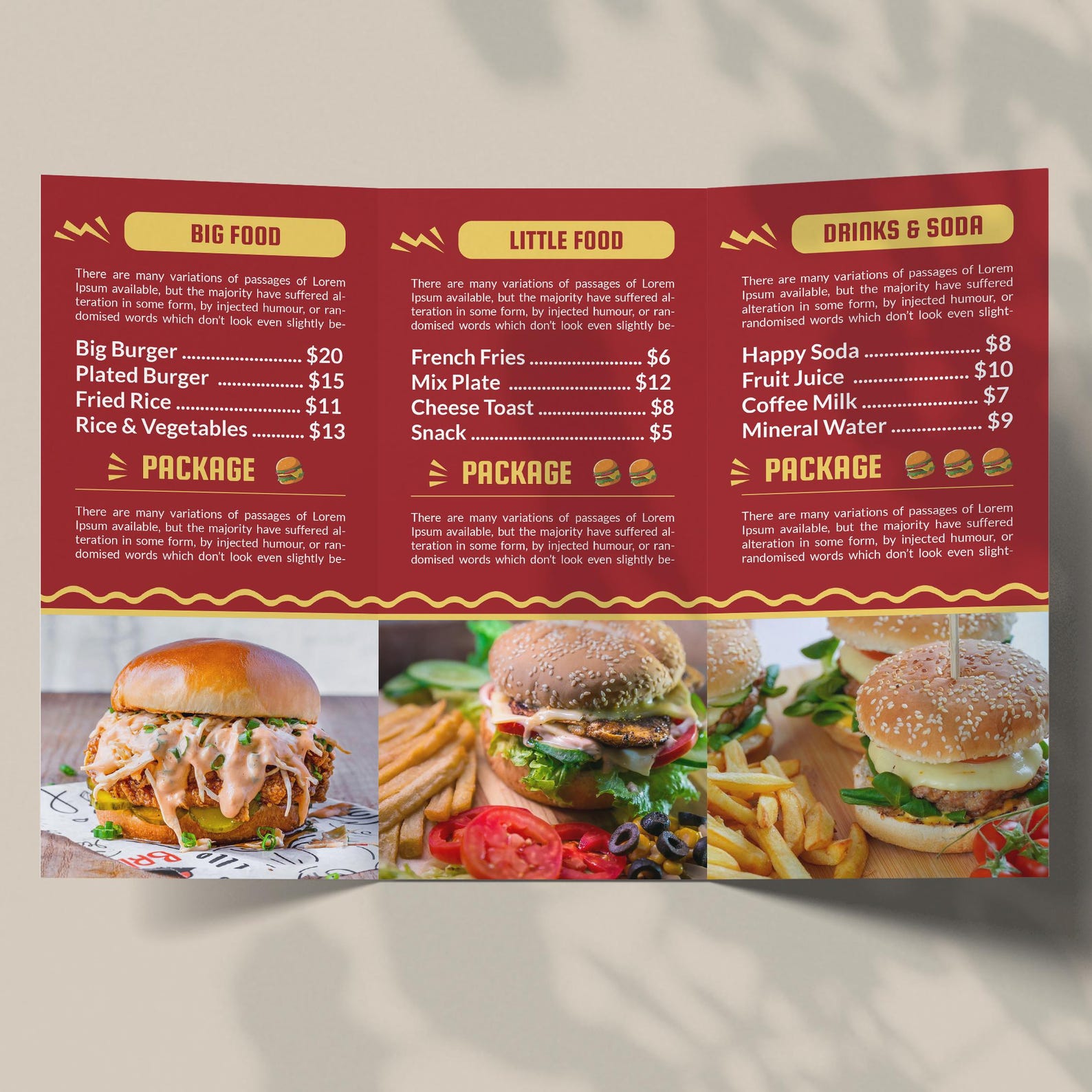 Word | Super Burger Menu (trifold Brochure Template) - Etsy
