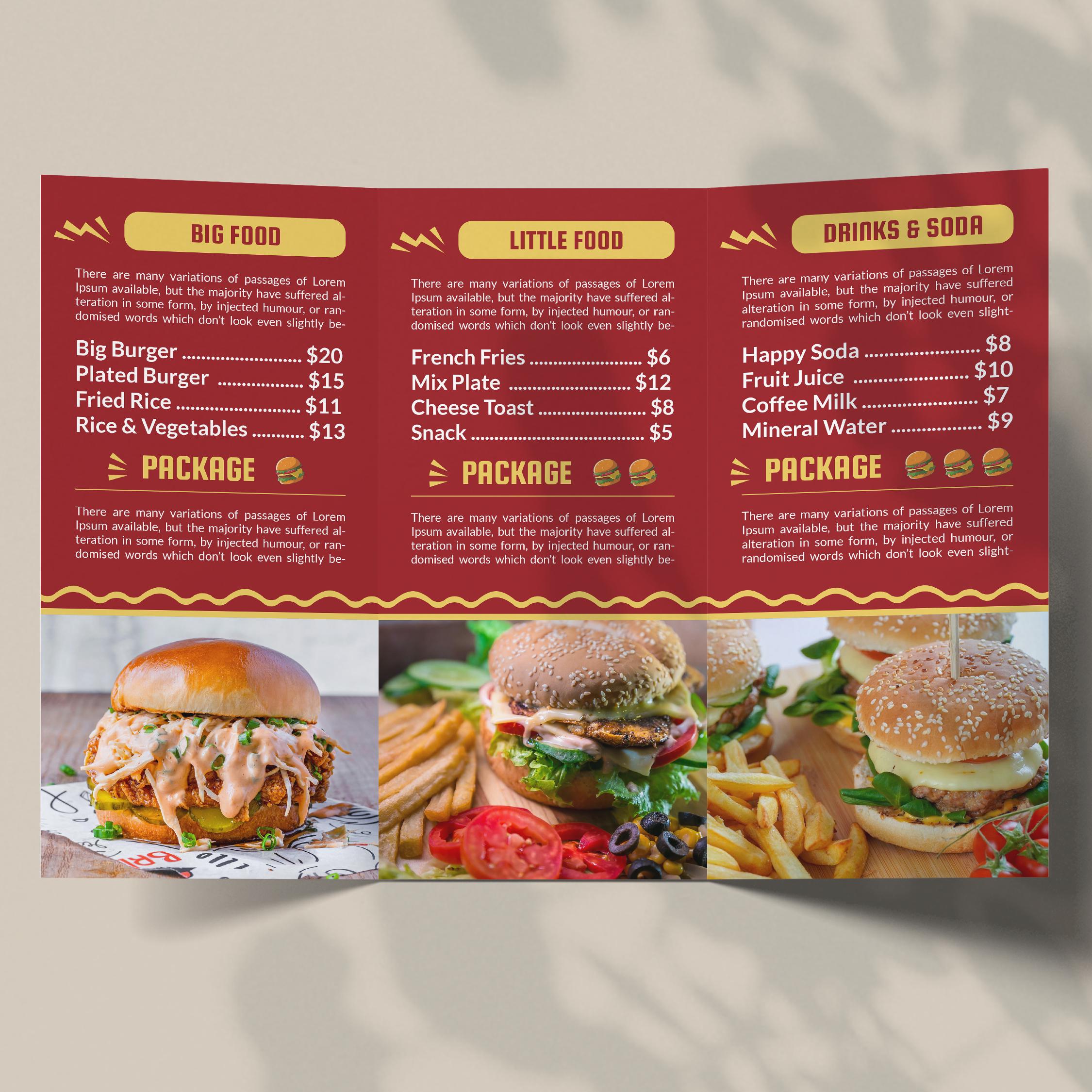 Word | Super Burger Menu (trifold Brochure Template) - Etsy