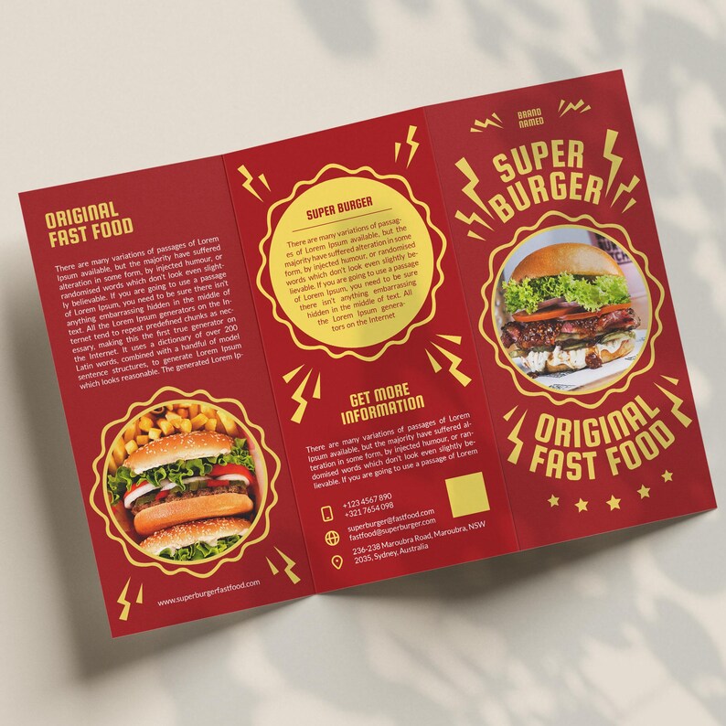 Word | Super Burger Menu (trifold Brochure Template) - Etsy