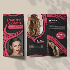 Word | Beauty Color Salon (trifold Brochure Template) - Etsy