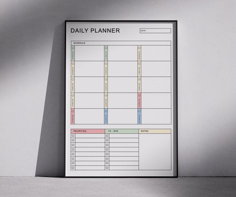 Printable Daily Planner Template: Minimalist Design (PDF) | Priorities ...