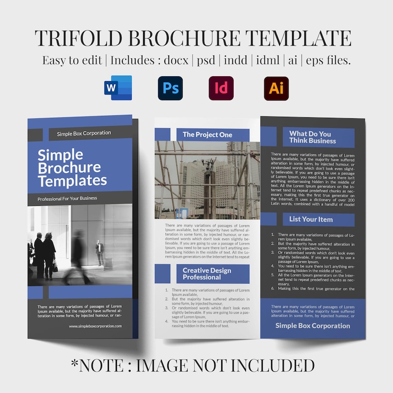 Editable Trifold Brochure Template, Double-sided, Business Flyer ...