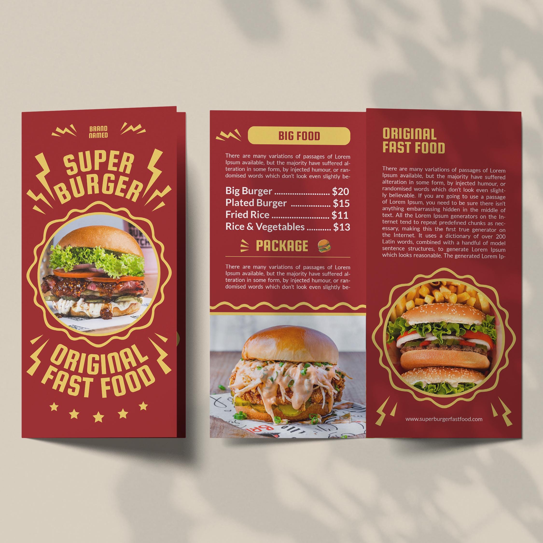 Word | Super Burger Menu (trifold Brochure Template) - Etsy