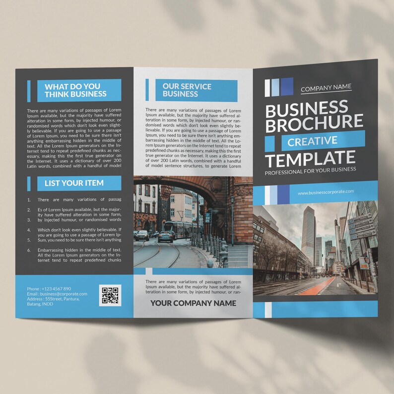 Word | Business Creative Blue (trifold Brochure Template) - Etsy