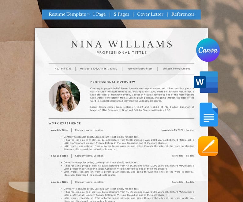 Resume Template Vol 1 | With Photo | Cv Template Canva | Cv Word ...