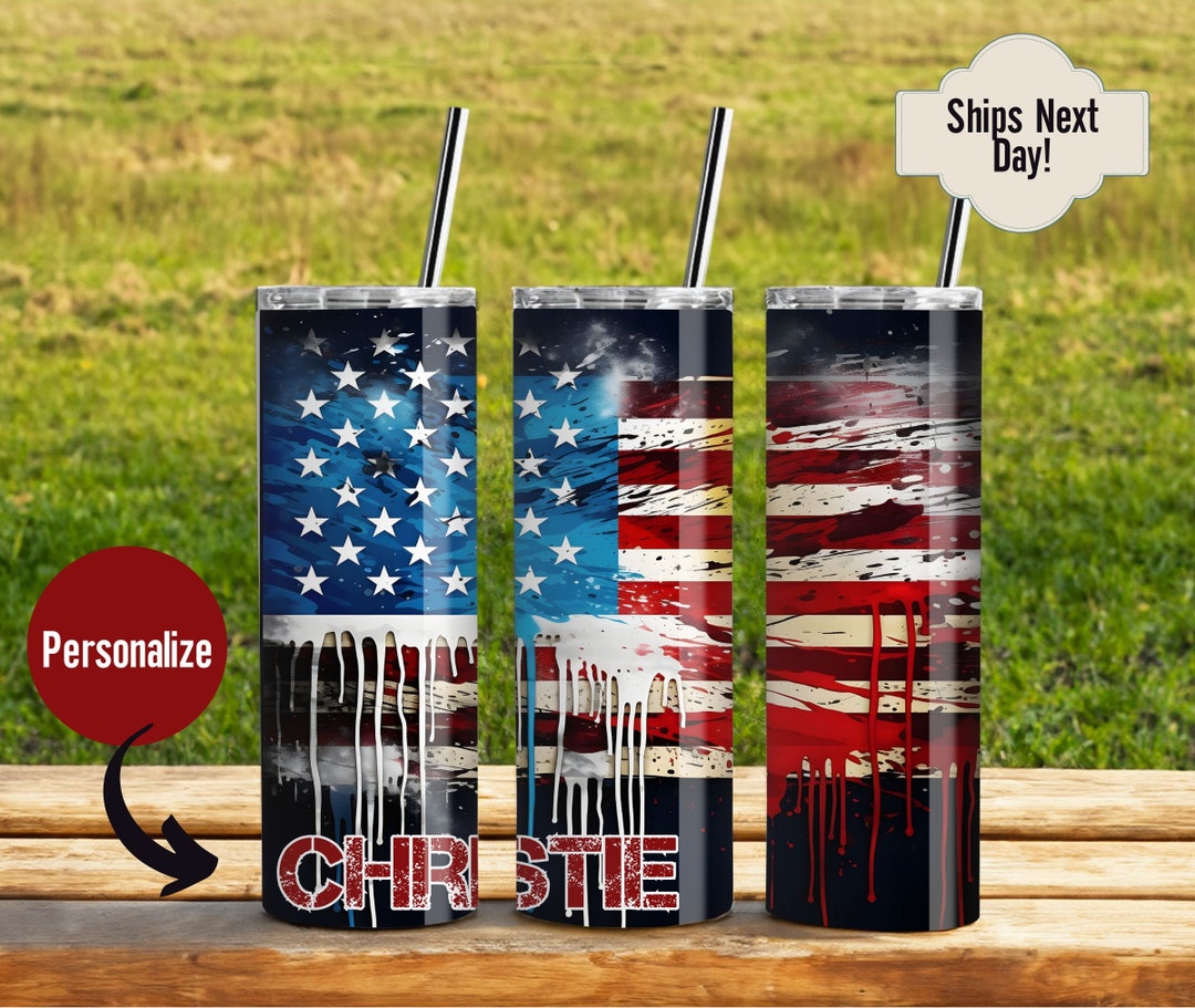 American Flag Tumbler Personalized, American Flag Gifts for Men, USA ...