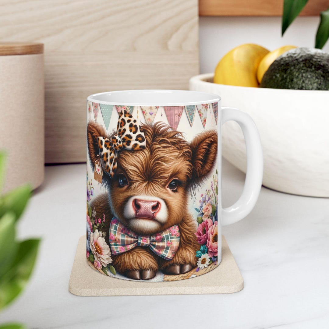 3D Highland Cow Mug, Rustic Farmhouse Coffee Cup Winter Coffee Mug ...