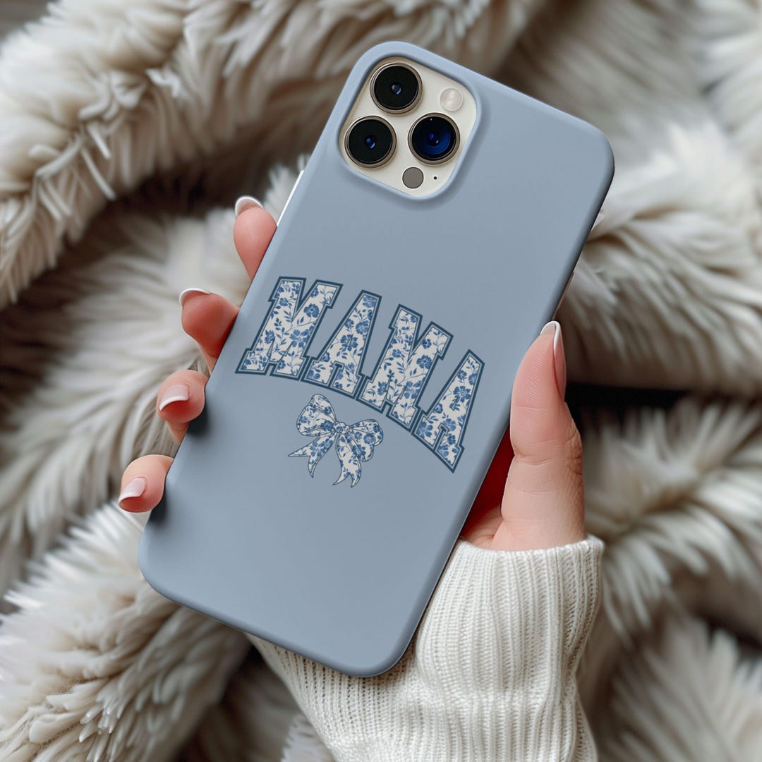 Blue Chinoiserie Coquette Mama Phone Case - Coquette Bow Mama Phone ...