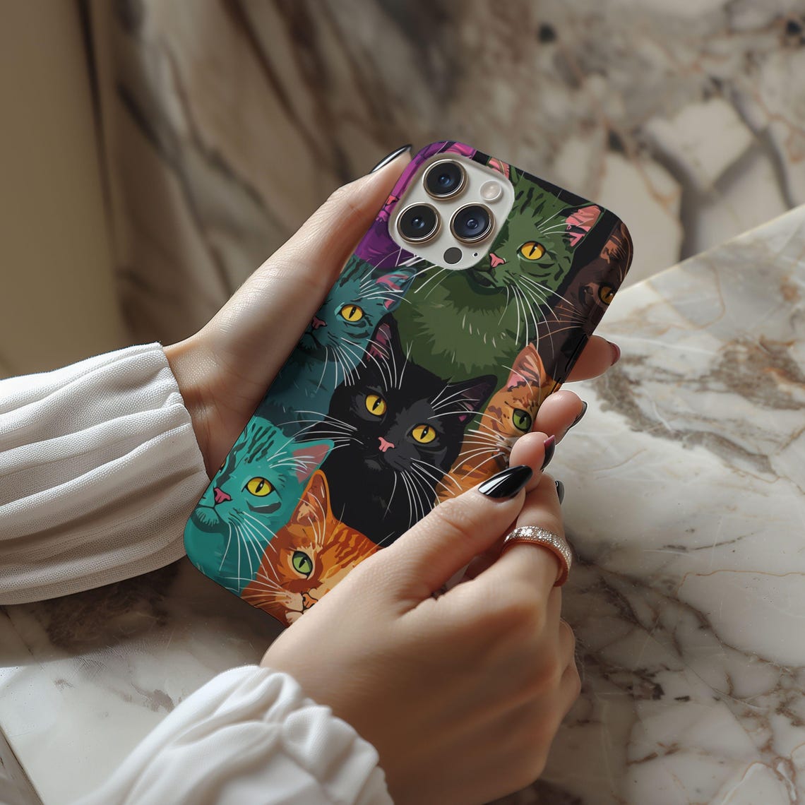 Cat Phone Case - Colorful Cat Design, Pet Lover Gifts, Cat Mom ...