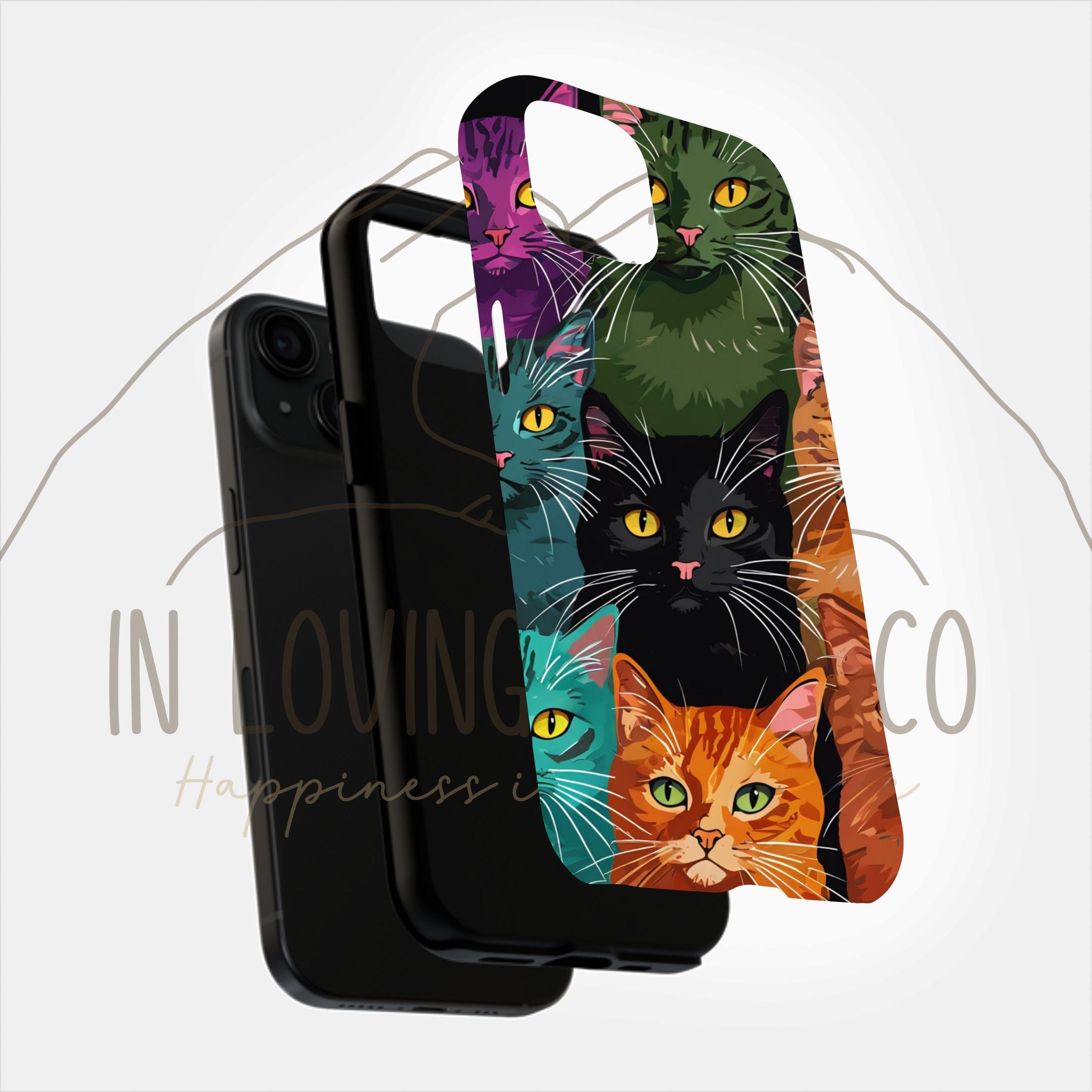 Cat Phone Case - Colorful Cat Design, Pet Lover Gifts, Cat Mom ...