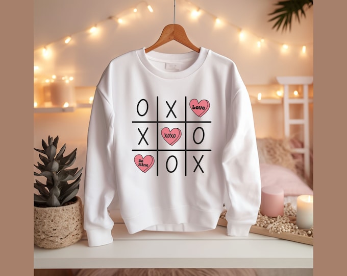 Valentine Sweatshirt XOXO Tic Tac Toe Valentines Shirts for Women Love Heart Cute Crewneck ...