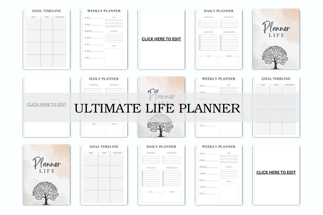 Editable Life Planner | Digital Organizer PDF | Customizable Goal ...