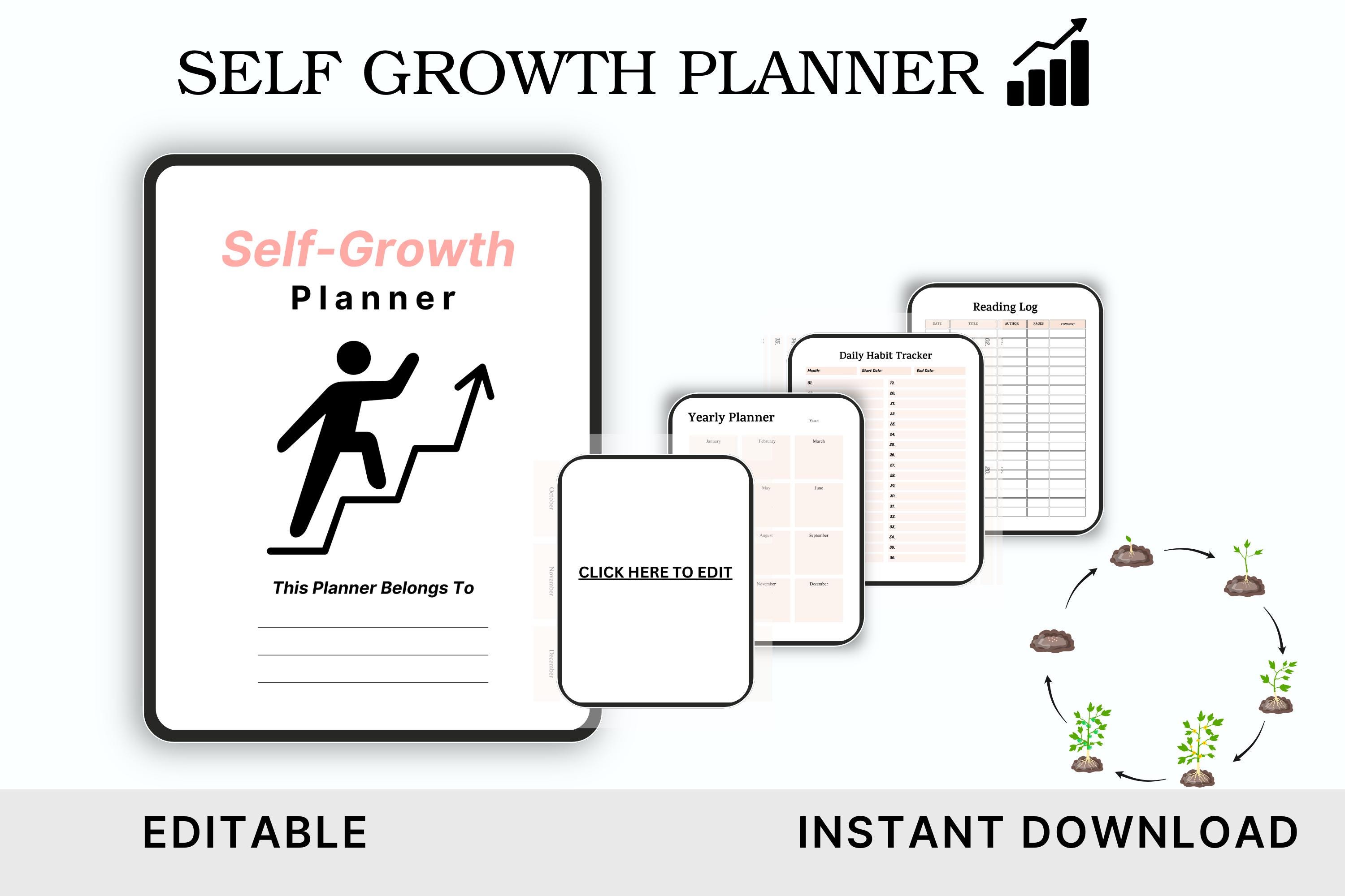 Editable Self-growth Planner | Digital Personal Development Journal ...