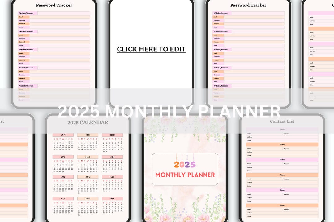 Editable Monthly Planner | Digital Calendar PDF | Goal Setting and ...