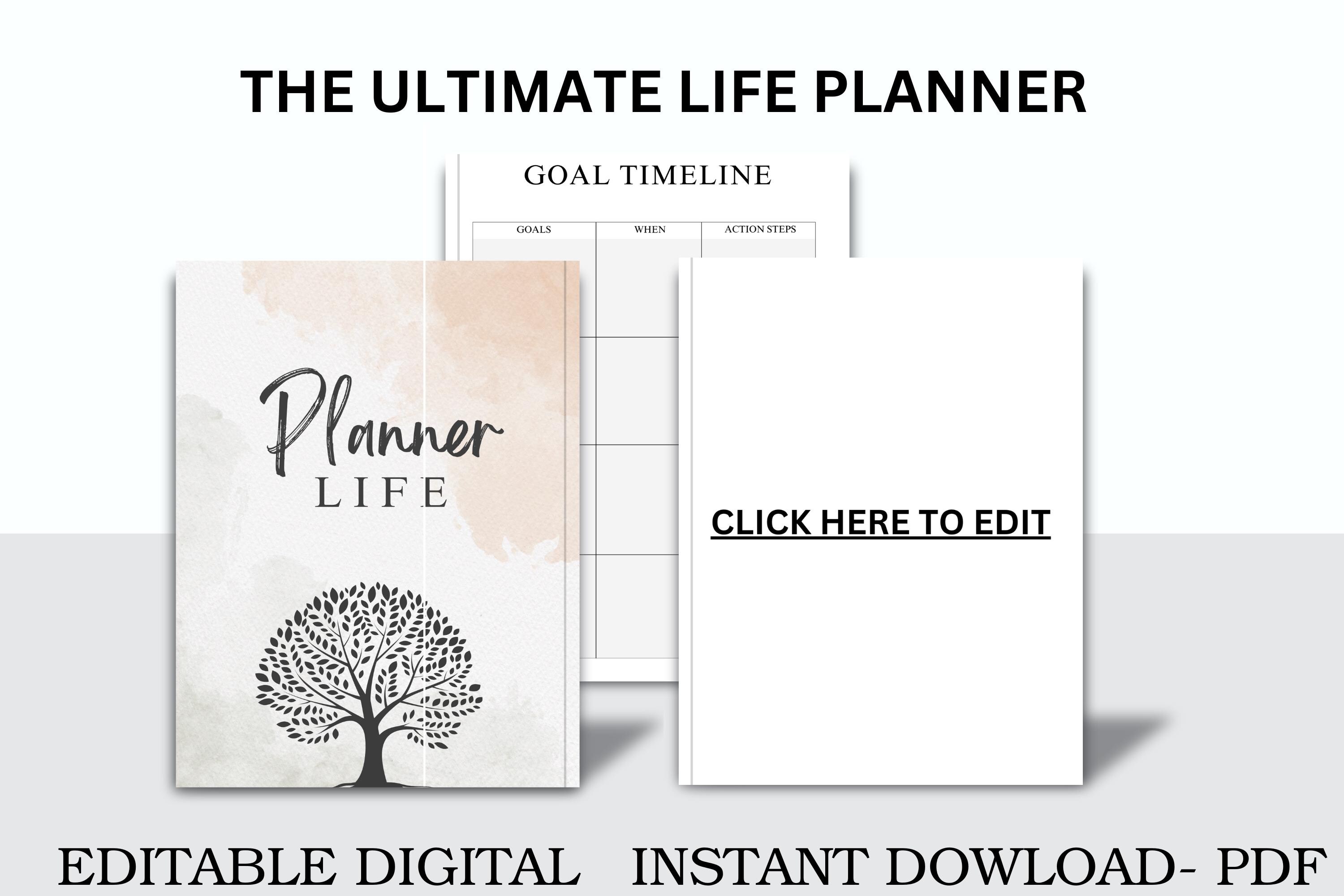 Editable Life Planner | Digital Organizer PDF | Customizable Goal ...