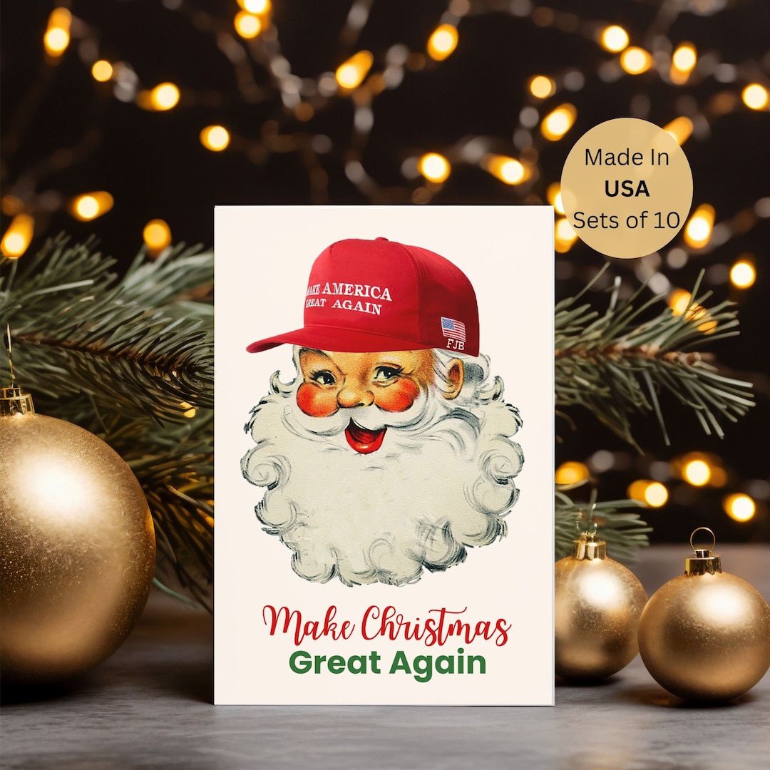 MAGA Santa Trump Christmas Card Set, Political Christmas Card ...
