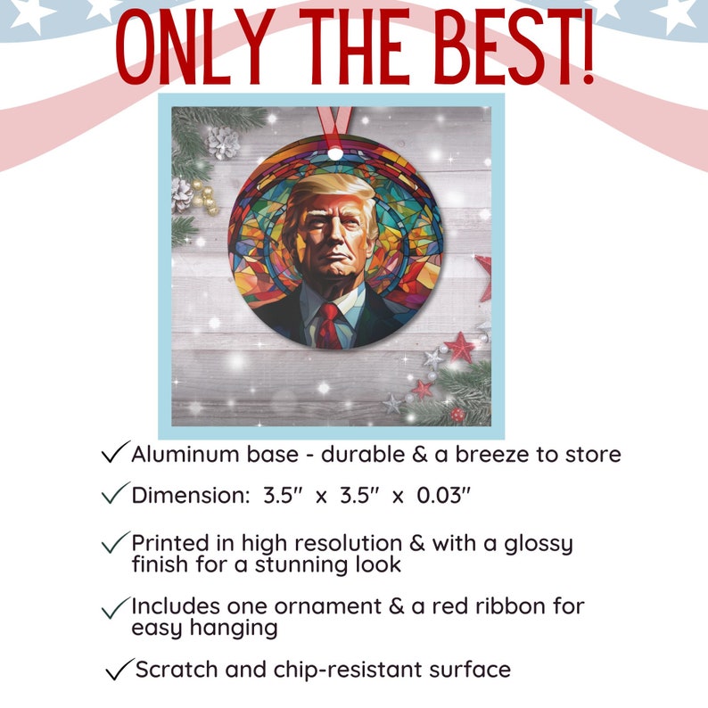 Donald Trump Metal Christmas Ornament, Trump Metal Ornament, Trump ...