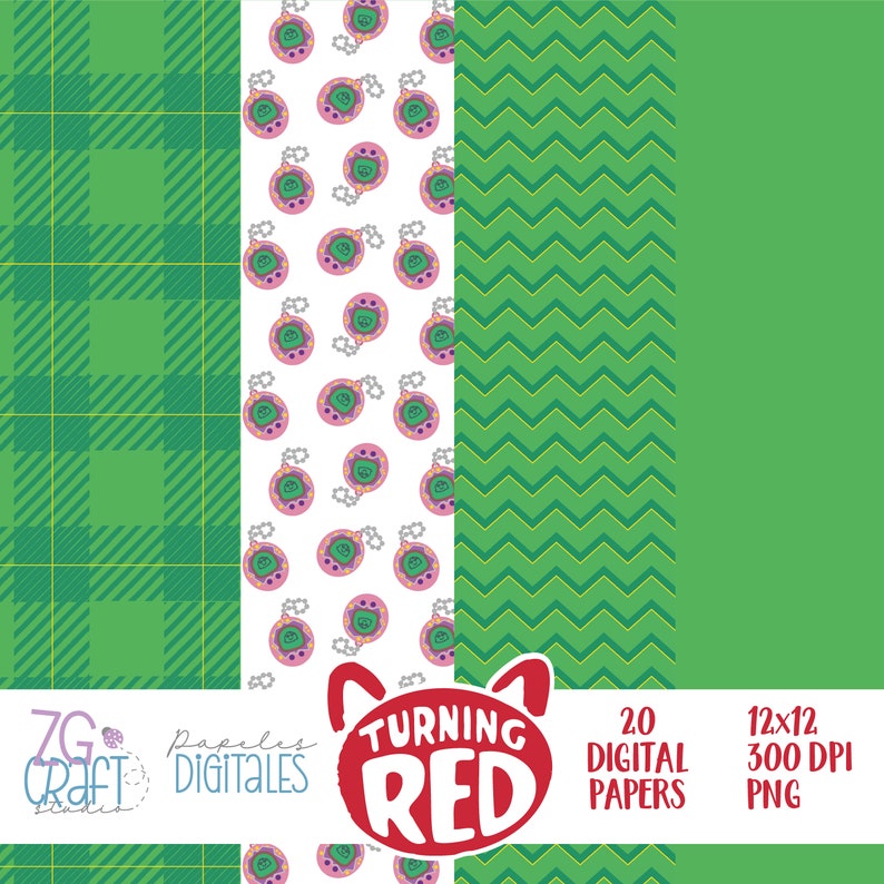 ZG DP 001 Turning Red Digital Papers, Digital Download, Turning Red ...