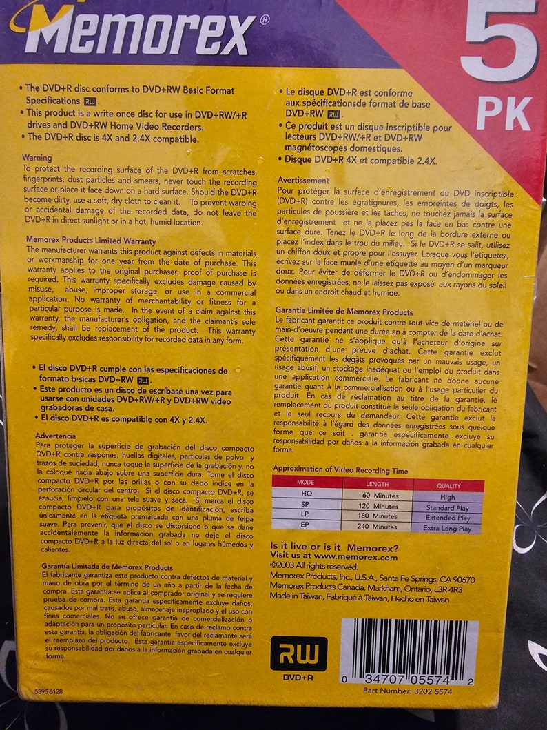 Memorex DVD+R 4x 5 Pk - Etsy