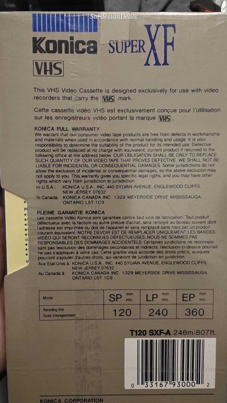 Konica Vhs T-120 Super XF New - Etsy
