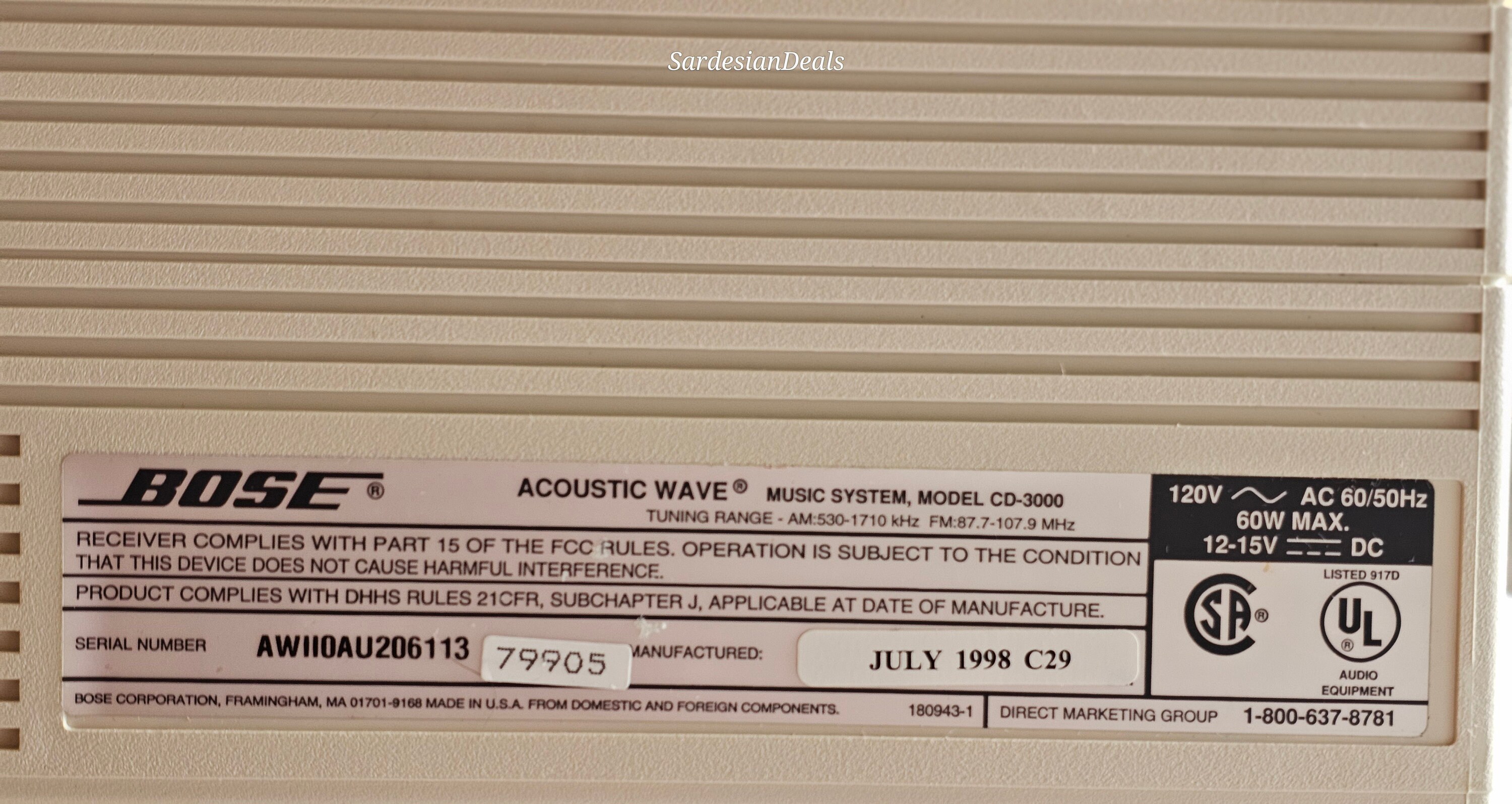 Bose Acoustic Wave Music System MODEL CD-3000 CD Player - Etsy