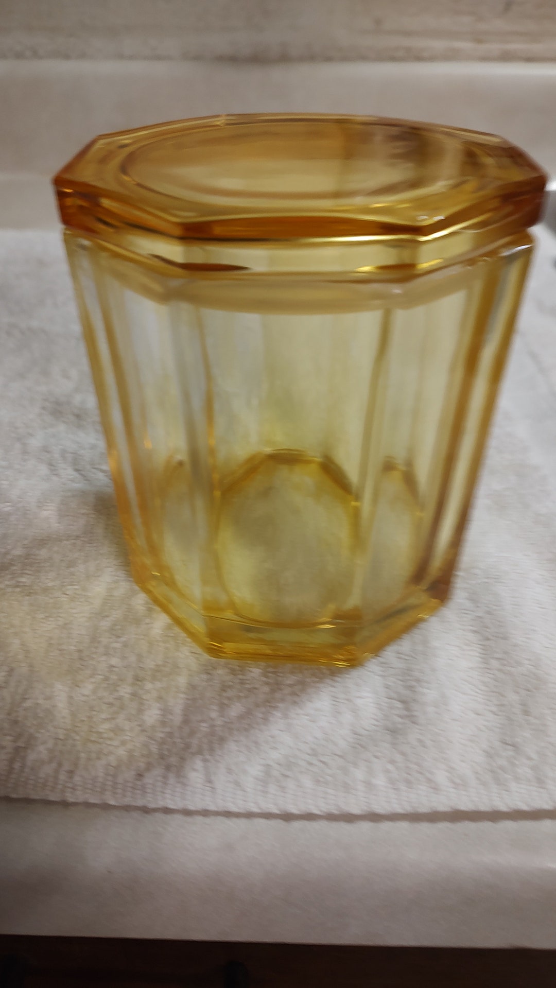 Octagon Shape Yellow Glass Candy Container/canister, With Sealed Lid ...