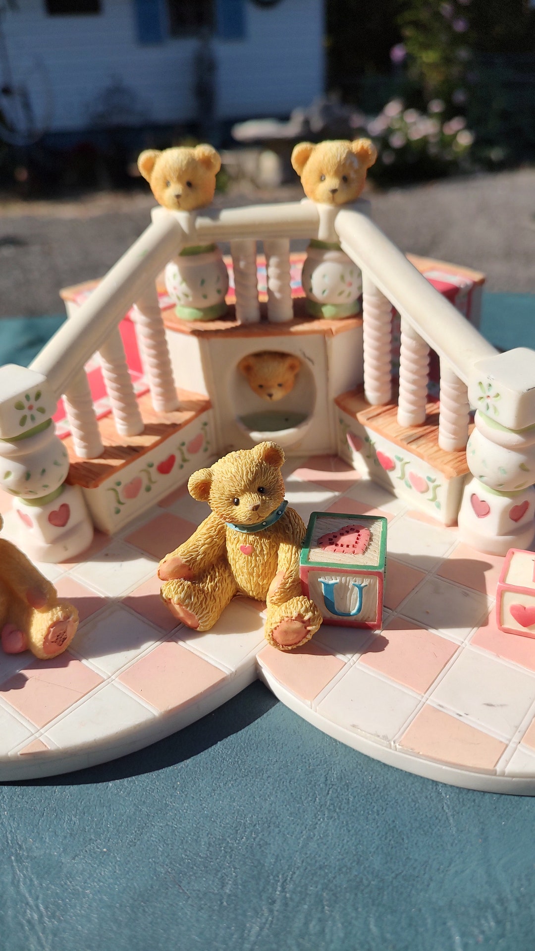 Vintage Cherished Teddies Store Display. With Three Small Figurines ...