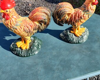 Cast Iron Rooster Bookends - Etsy