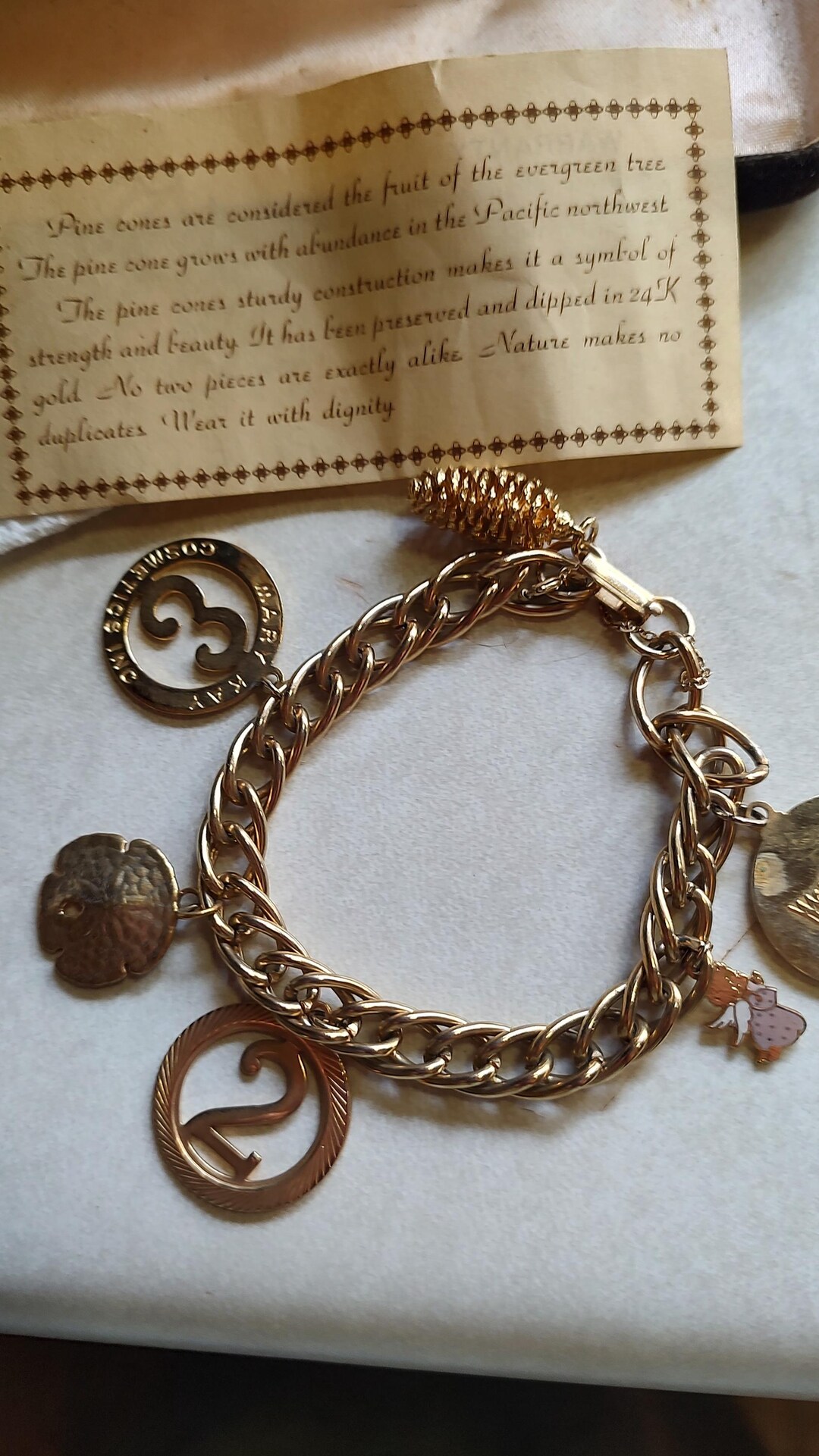 Mary Kay Pine Cone Charm Bracelet Dipped in 24K Gold. - Etsy