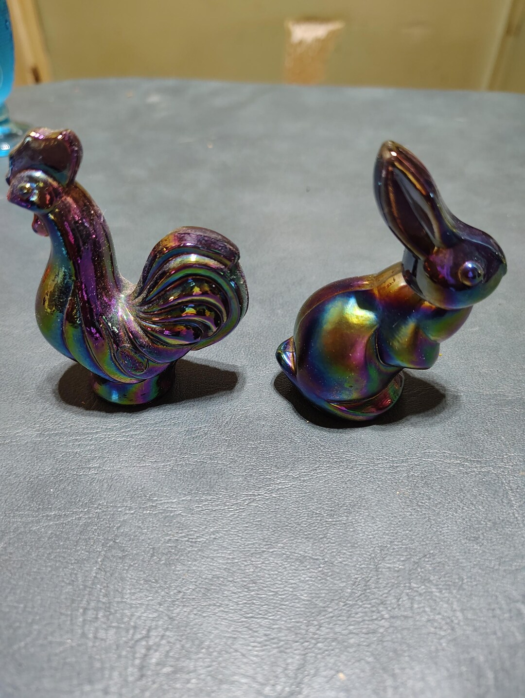 Vintage Fenton Art Glass, Small Bunny Rabbit, & Rooster. - Etsy