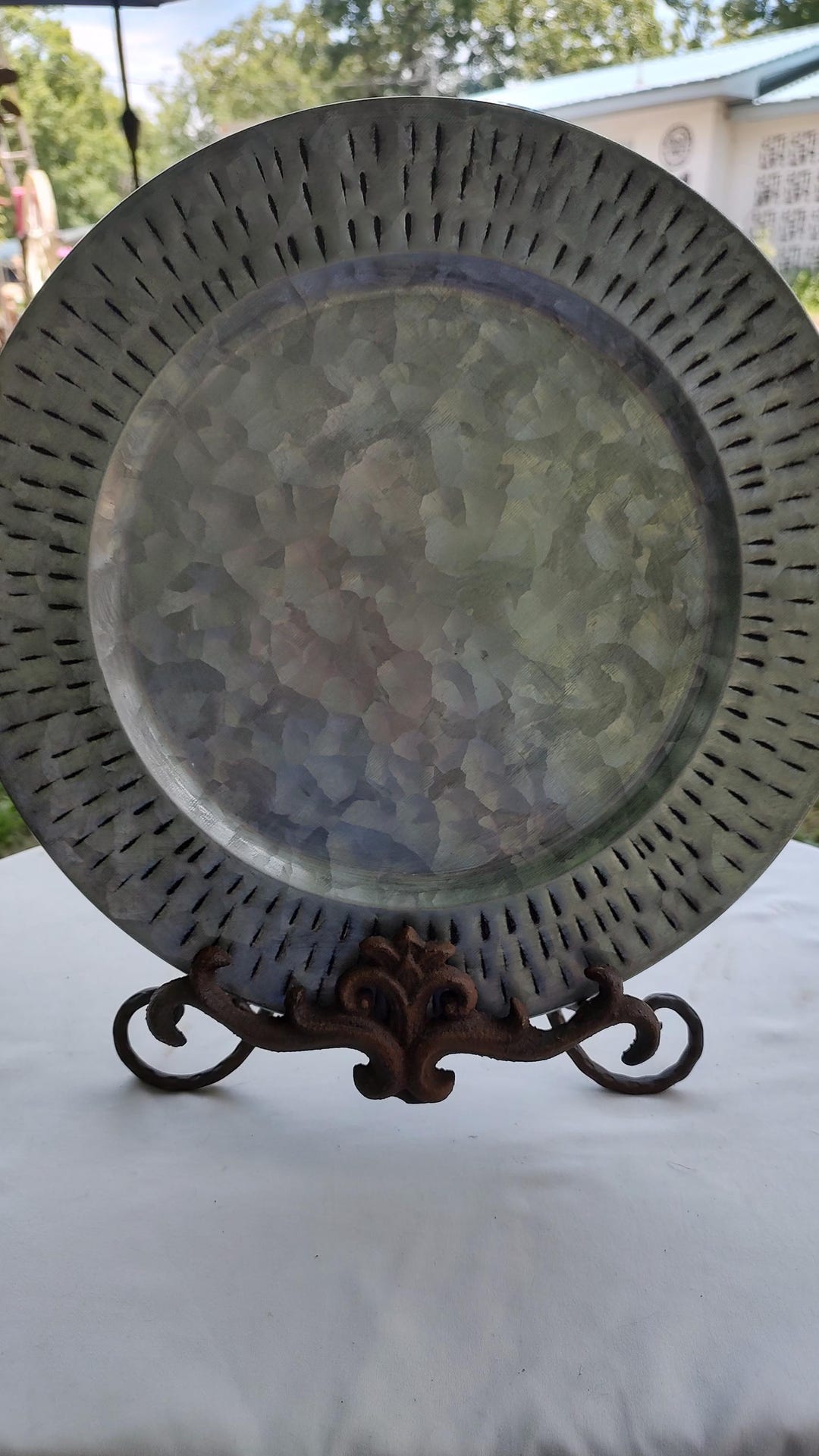 Four Galvanized Metal Farmhouse Plate/platter, 14"-inch Diameter. - Etsy