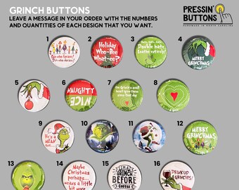 Grinch Buttons - Etsy