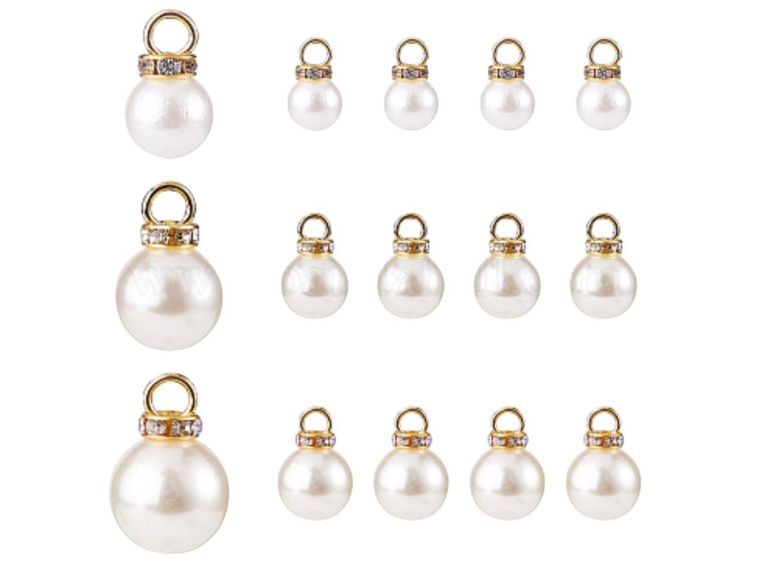 36 Pieces Pearl Balls With Gold and Rhinestone Embellishments Ornament ...
