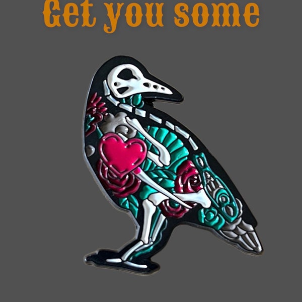 Crow Skull Pin - Etsy