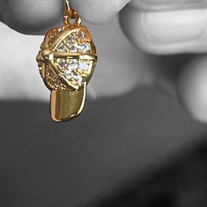 Real 18k Gold Plate Baseball Cap Hat Charms Pendants With Cubic ...