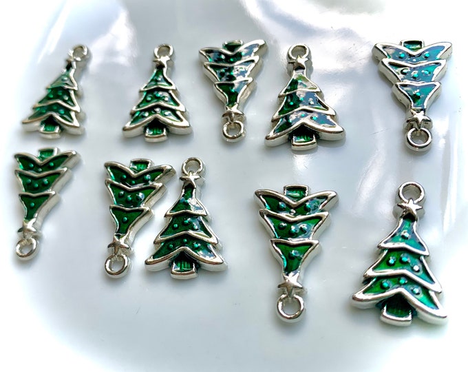 12 PIECES Classic Christmas Tree Charms Pendants - Etsy