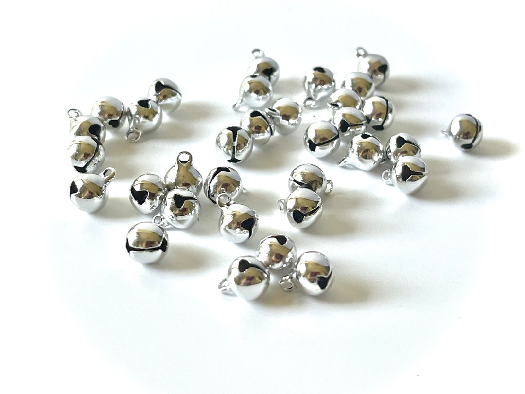 Silver Jingle Bells: Brass DIY Charms for Christmas Crafts (10x8x8mm ...