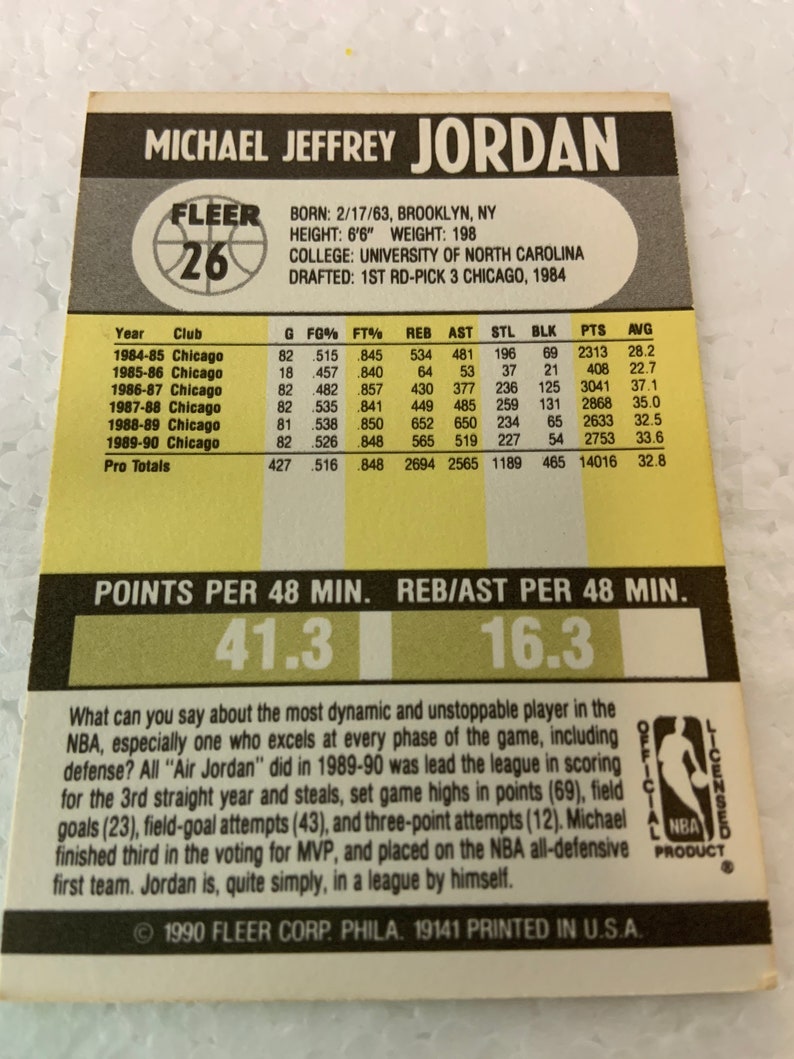 1990 Fleer Michael Jordan #26 Trading Card - Etsy