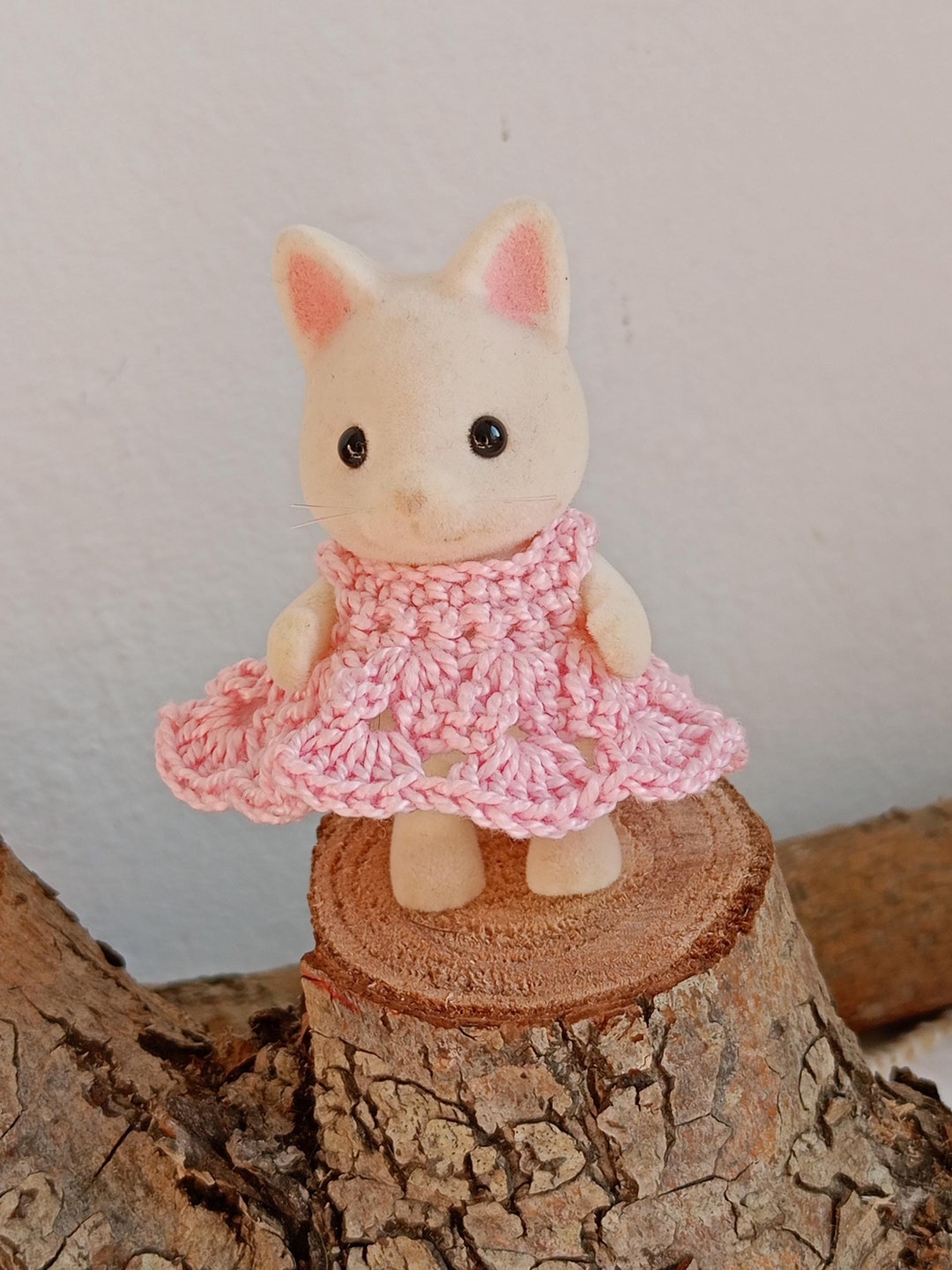 Calico Critters /sylvanian Families Crochet Pink Dress Doll/outfit for ...
