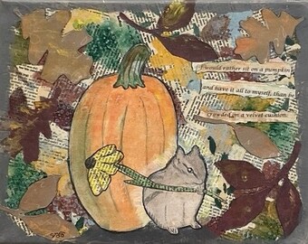 Pumpkin Mixed Media Art - Etsy