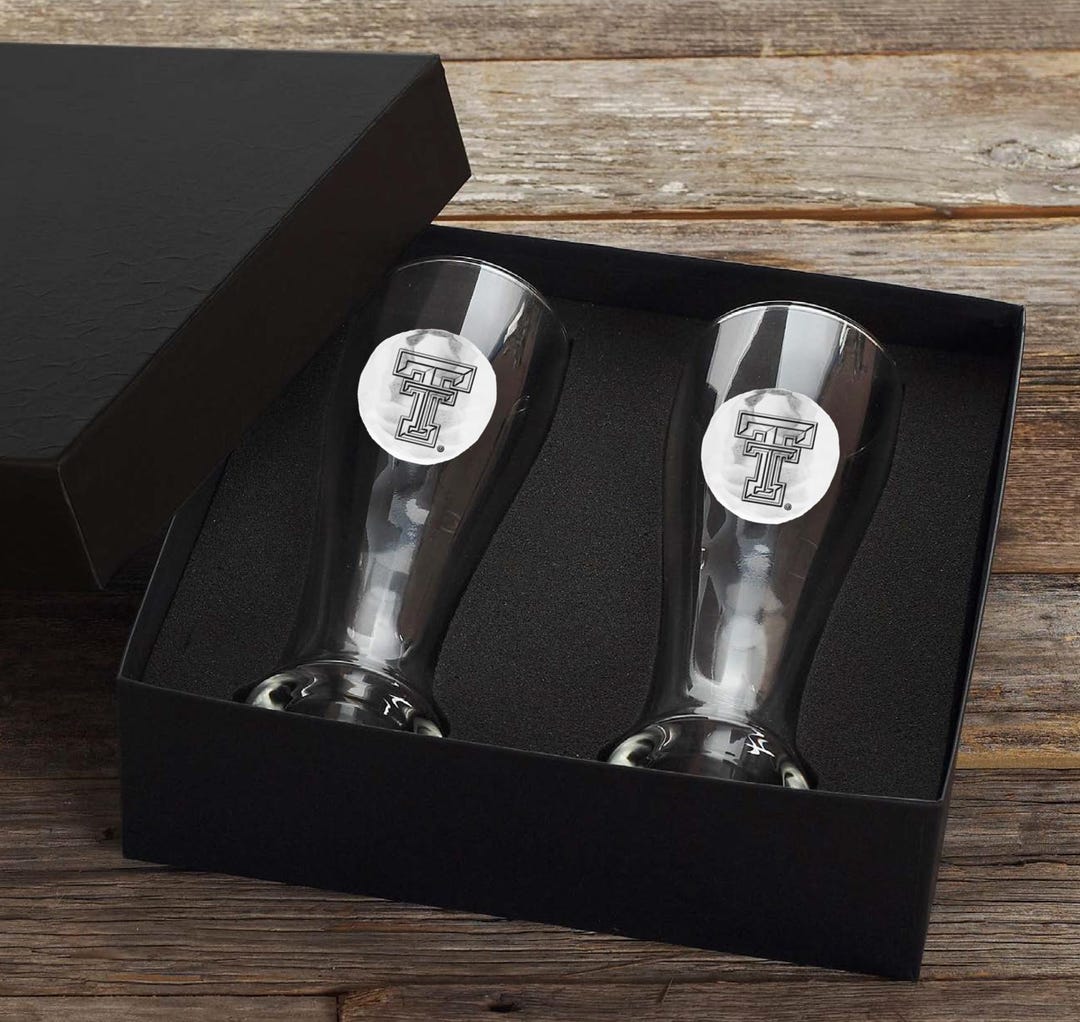 Set of 2 Pilsner Glasses With Texas Tech Hand Forged Medallions - Etsy