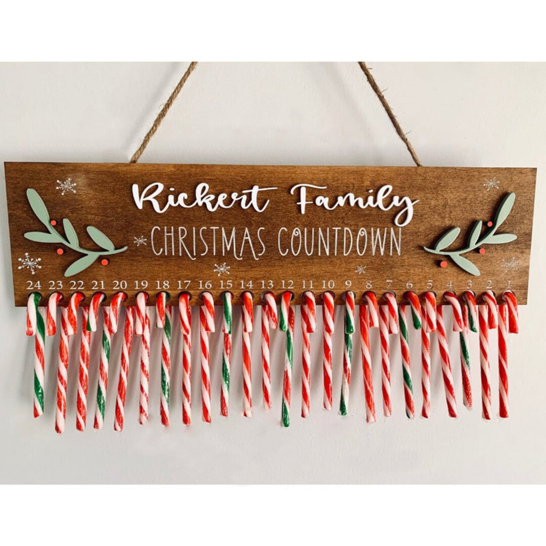Custom Family Name Christmas Countdown Candy Cane or Clothespin ...