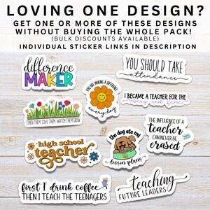 High School Teacher Stickers 10 Pack, White or Clear, Decals, Vinyl ...