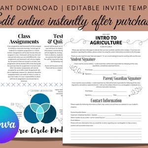 Editable Class Syllabus, Introduction to Ag, Back to School, EDITABLE ...