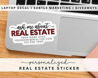 PERSONALIZED Real Estate Sticker, Real Estate Decal, Vinyl Sticker ...