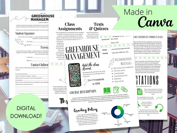 Editable Class Syllabus Greenhouse Management Back to - Etsy