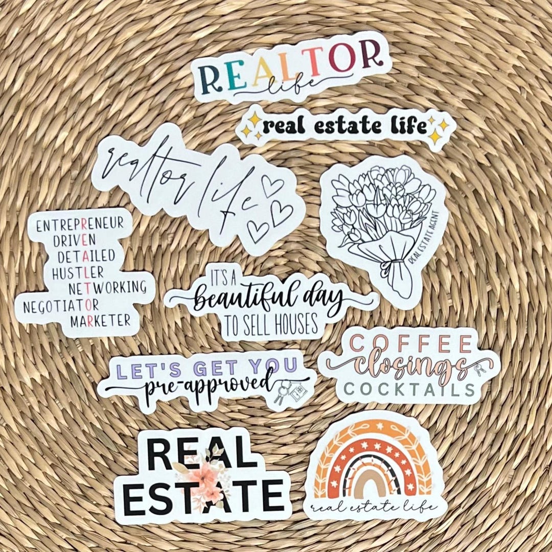 Real Estate 10-sticker Pack, White or Clear, Real Estate Decals, Vinyl ...