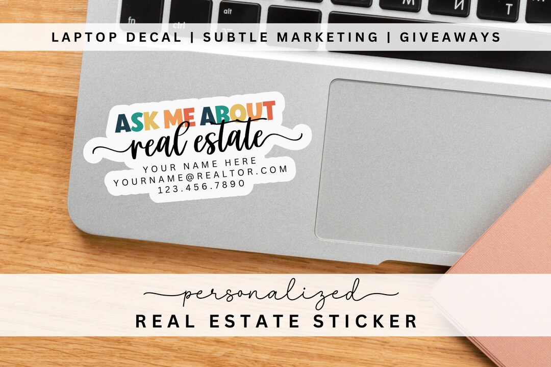PERSONALIZED Real Estate Sticker, Real Estate Decal, Vinyl Sticker ...