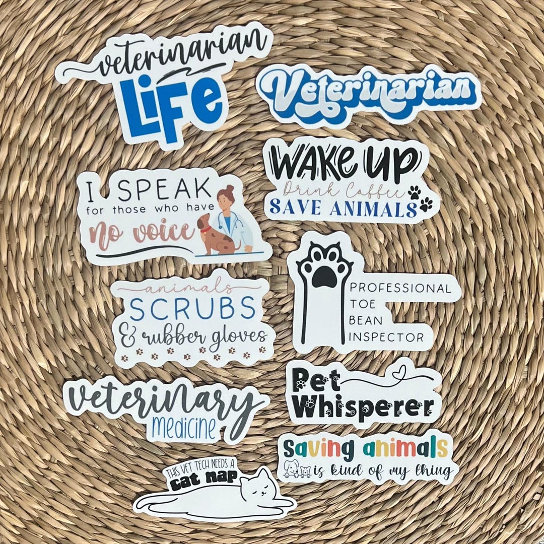 Veterinarian 10-sticker Pack, Decals, Vinyl, Laptop Stickers, Pet Care ...